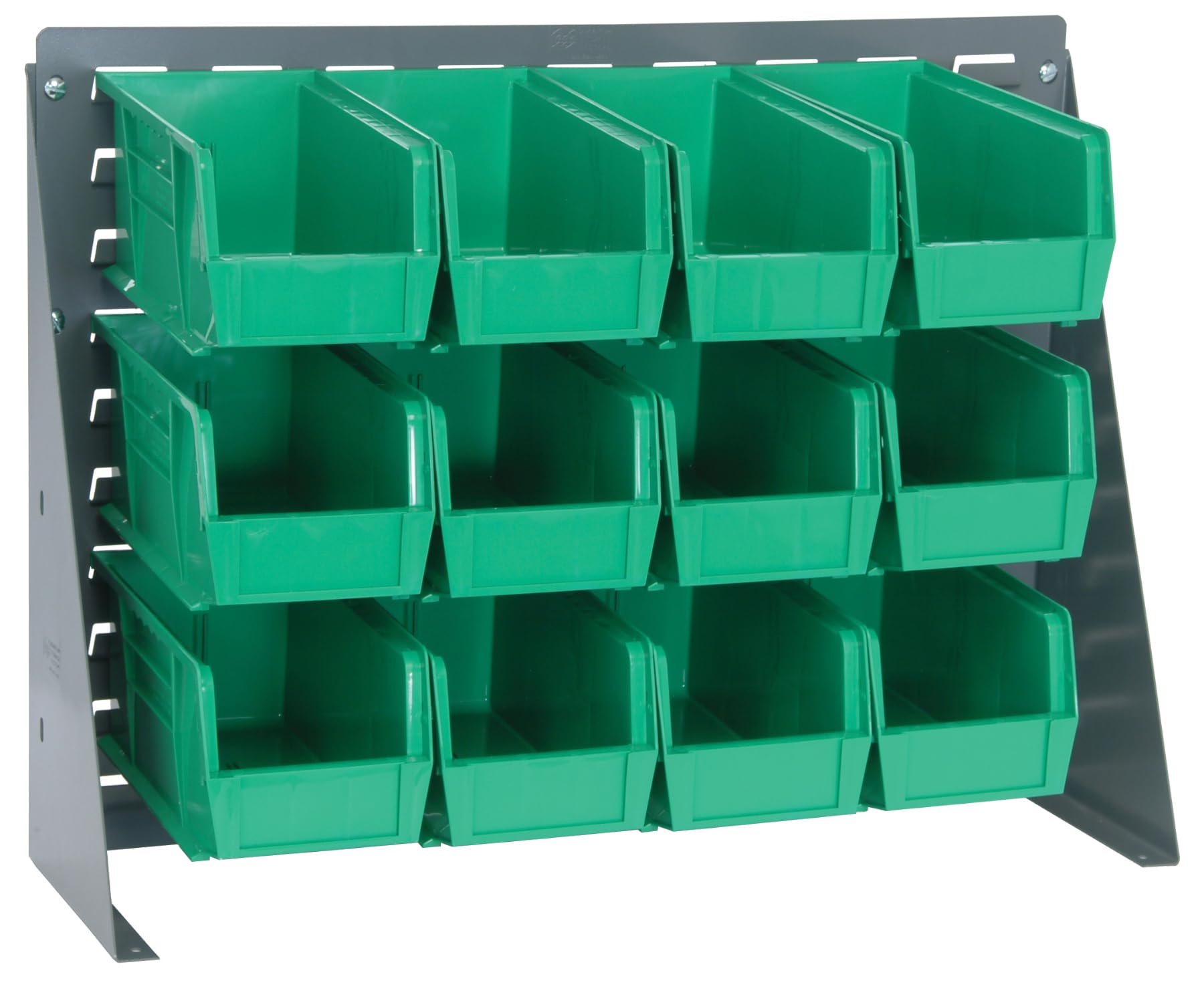 Quantum Storage Systems QBR-2721-230-12GN Ultra Bin Complete Bench Rack Package with 12 Ultra Bins, 27" x 8" x 21", Green