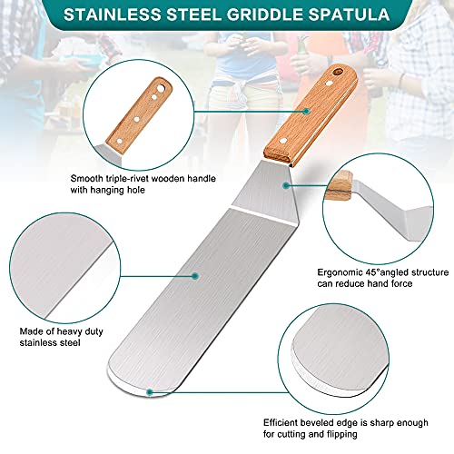 Leonyo 26 Piece Griddle Accessories, Flat Top Grill Accessories Stainless Steel Griddle Spatula with Metal Scraper, Burger Press, Melting Dome, BBQ Grilling Tools for Outdoor Kitchen Hibachi Grill