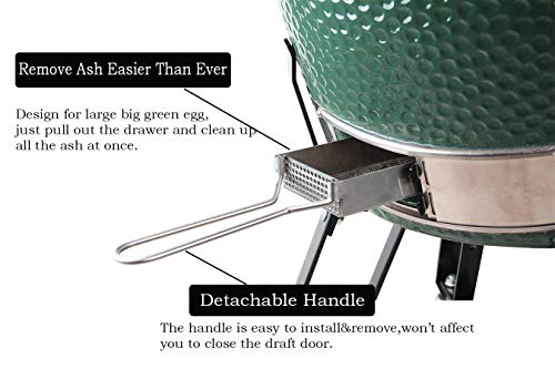 Ash Tool Slid Out ash Drawer Stainless Steel for Large Big Green Egg Green Egg Replacement Parts ash Clean Tool