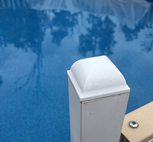 InstaCap Above Ground Pool Fence Post Caps- (Package of 12 Pieces) White, 1.5 inch Square Post (fits Many Brands of Pools)