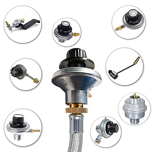 MCAMPAS 6FT Propane Hose Adapter 1lb to 20lb with Guage,1lb to 20lb Stainless Braided Propane Propane Tank Hose Adapter Converter for Coleman Stoves, Blackstone Grills, Buddy Heater, Tabletop Grill