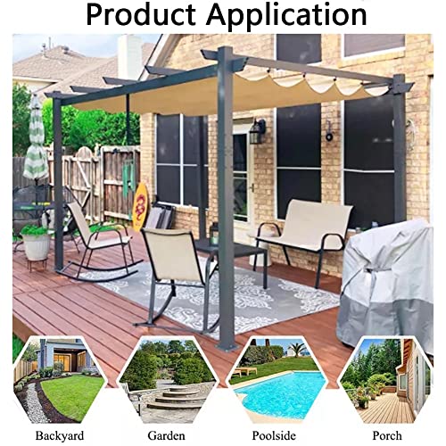 Pergola Shade Cover Wave Sail, Retractable Patio Sunscreen Canopy Permeable Mesh Fabrics Cloth Uv Blocking for Terrace Deck Gazebo (Color : Beige, Size : 0.5x4m)