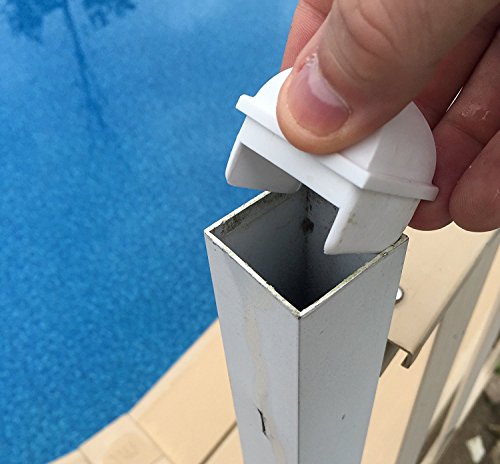 InstaCap Above Ground Pool Fence Post Caps- (Package of 12 Pieces) White, 1.5 inch Square Post (fits Many Brands of Pools)
