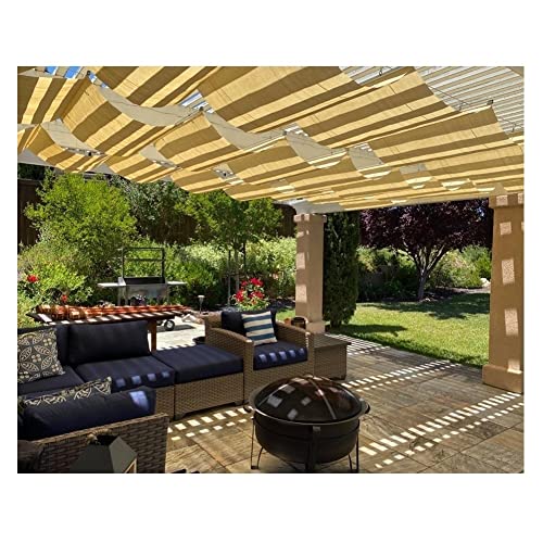 Pergola Shade Cover Wave Sail, Retractable Patio Sunscreen Canopy Permeable Mesh Fabrics Cloth Uv Blocking for Terrace Deck Gazebo (Color : Beige, Size : 0.5x4m)