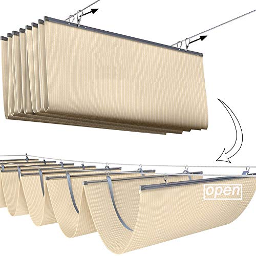 Pergola Shade Cover Wave Sail, Retractable Patio Sunscreen Canopy Permeable Mesh Fabrics Cloth Uv Blocking for Terrace Deck Gazebo (Color : Beige, Size : 0.5x4m)