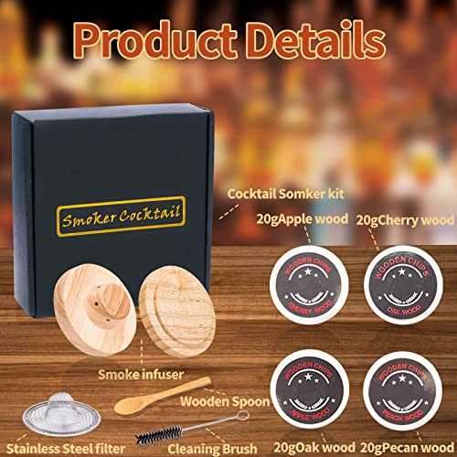 Cocktail Smoker Kit with Foghat-Old Fashioned Chimney Drink Smoker for Cocktails,Whiskey,Wine, BBQ ,Hand Crafted Premium Bartender Kit,Gift for Whiskey Lovers,Boyfriend,Husband, Dad,Men