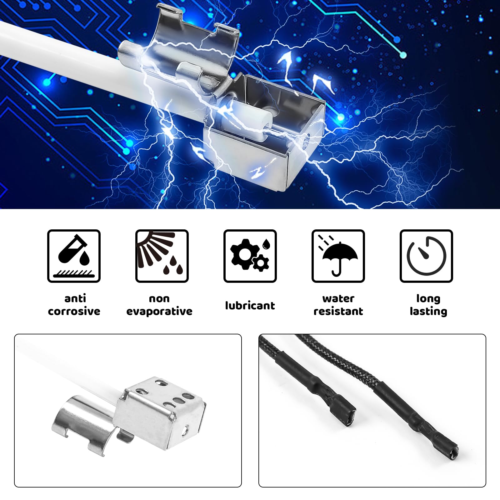 Uniflasy Grill Igniter Kit,Electronic Ignition Module and Switch Button with Wires for Charbroil Ignitor, Replacement for CharBroil Ignition Systems and Most CharBroil Gas Grills,5 Outlets