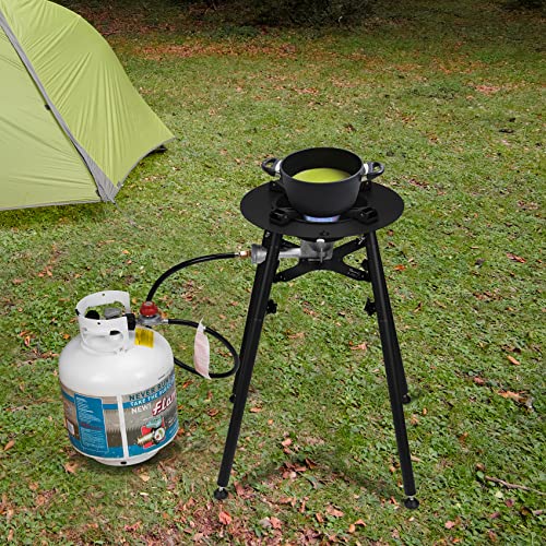 Onlyfire Paella Burner and Stand Set with 21 Inch Frying Pan and Reinforced Legs, GS300 Outdoor Cooking System Portable Propane Cooker with Wok for Backyard Camping RV