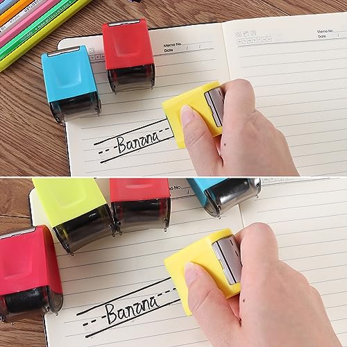 iNenk Dashed Handwriting Lines Practice Roller - Confidential Roller Stamp, Teacher Supplies for Classroom - Easy-to-Use & Compact - Enhance Handwriting Skills for Kids(Yellow - Blue - Red 3pcs)
