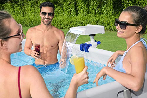 Bestway 58619 Flowclear Soothing Waterfall, Above Ground Pool Accessory with LED Lights, Multicolor