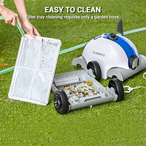 Ausono AU1103 Cordless Automatic Robotic Vacuum Cleaner for In Ground and Above Ground Pools with Adjustable Nozzles and Quiet Operation