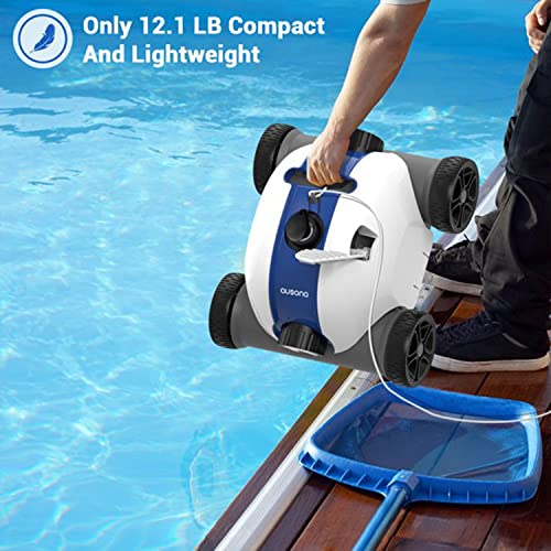 Ausono AU1103 Cordless Automatic Robotic Vacuum Cleaner for In Ground and Above Ground Pools with Adjustable Nozzles and Quiet Operation