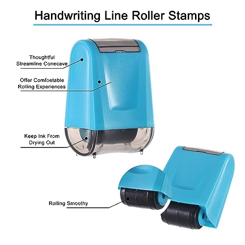 iNenk Dashed Handwriting Lines Practice Roller - Confidential Roller Stamp, Teacher Supplies for Classroom - Easy-to-Use & Compact - Enhance Handwriting Skills for Kids(Yellow - Blue - Red 3pcs)