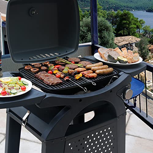 MASTER COOK Gas Grill, BBQ Propane Gas Grill with Side Tables Grill Cart, Portable Tabletop Gas Grill for Patio, Beach, Picnic, Outdoor Camping