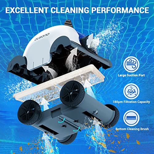 Ausono AU1103 Cordless Automatic Robotic Vacuum Cleaner for In Ground and Above Ground Pools with Adjustable Nozzles and Quiet Operation