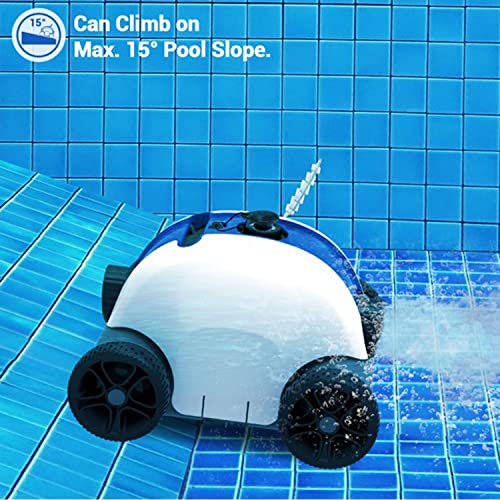Ausono AU1103 Cordless Automatic Robotic Vacuum Cleaner for In Ground and Above Ground Pools with Adjustable Nozzles and Quiet Operation