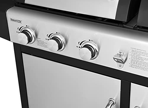 Royal Gourmet ZH3002SC 3-Burner 25,500-BTU Dual Fuel Propane and Charcoal Combo with Protected Grill Cover, Silver
