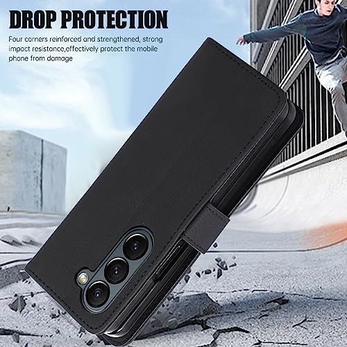Cellphone Flip Case Kickstand Case for Samsung Galaxy Z Fold 5 5G Case,Premium PU Leather Wallet Case with Card Holder,Magnetic Closure Shockproof Case Full Body Protection Phone Cover Case Protective