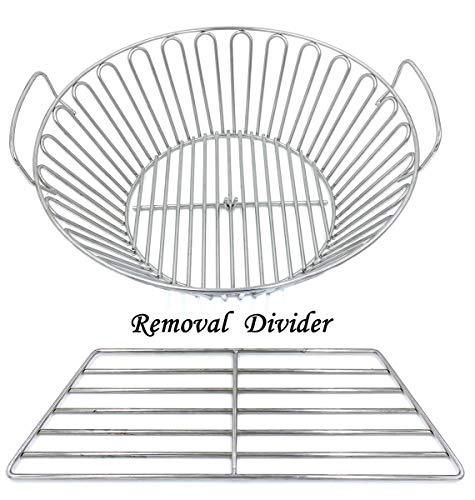 ZBXFCSH Ash Charcoal Basket with Divider Big Green Egg Accessories,Stainless Steel Grill Ash Baskets for The Large Big Green Egg,Kamado Joe Classic,Pit Boss,Louisiana & Other Grills