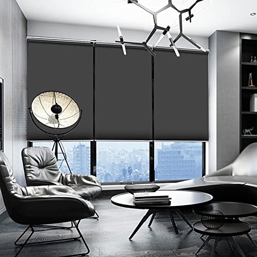 Cordless Roller Shades, 100% Blackout Spring Roller Blind, Waterproof Thermal Insulated Privacy Protection for Office, Living Room, Bedroom, Kitchen, Easy Installation