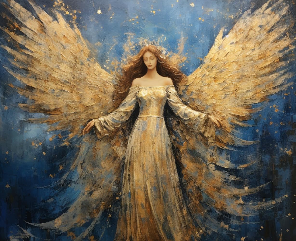 Diamond Art Painting by Number Kits for Adults Abstract Angel Open Wing Round Full Drill 5D Diamond Art Easy for Beginner Cross Stitch Mosaic Craft Hobby Wall Art for Home Decor 40x50cm