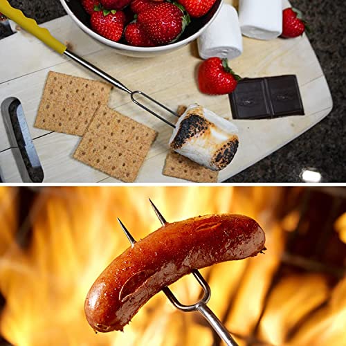 Aoocan Marshmallow Roasting Sticks,(12 Pack) Long 45 Inch Smores Sticks for Fire Pit, Telescoping Rotating Smores Skewers - Hot Dog Roasting Sticks for Campfire, Camping, Bonfire and Grill