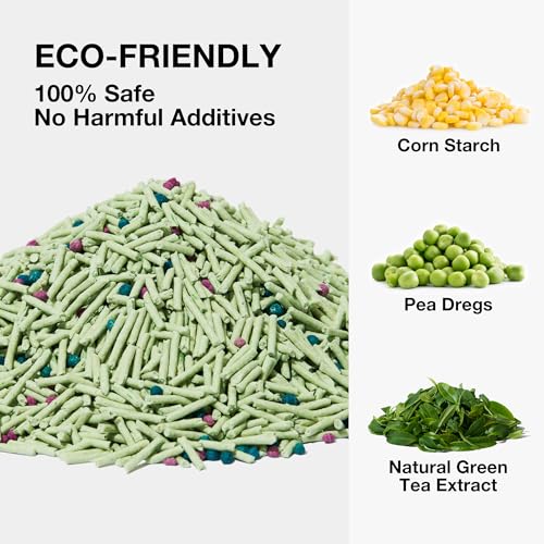 VETRESKA Tofu Cat Litter,Natural Kitty Litter Strong Clumping Flushable Cat Litter Pellets Ultra Absorbent Deodorant Tofu Litter,Dust-Free,Low Tracking,Eco-Friendly,Green Tea(5.5lb×1bag)