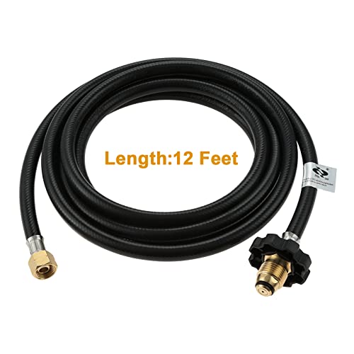 350PSI Soft Nose P.O.L Valve with 12FT Propane Torch Weed Burner Replacement Hose for Connection of Propane Tank to Propane Weed Burner Torch Head Burner