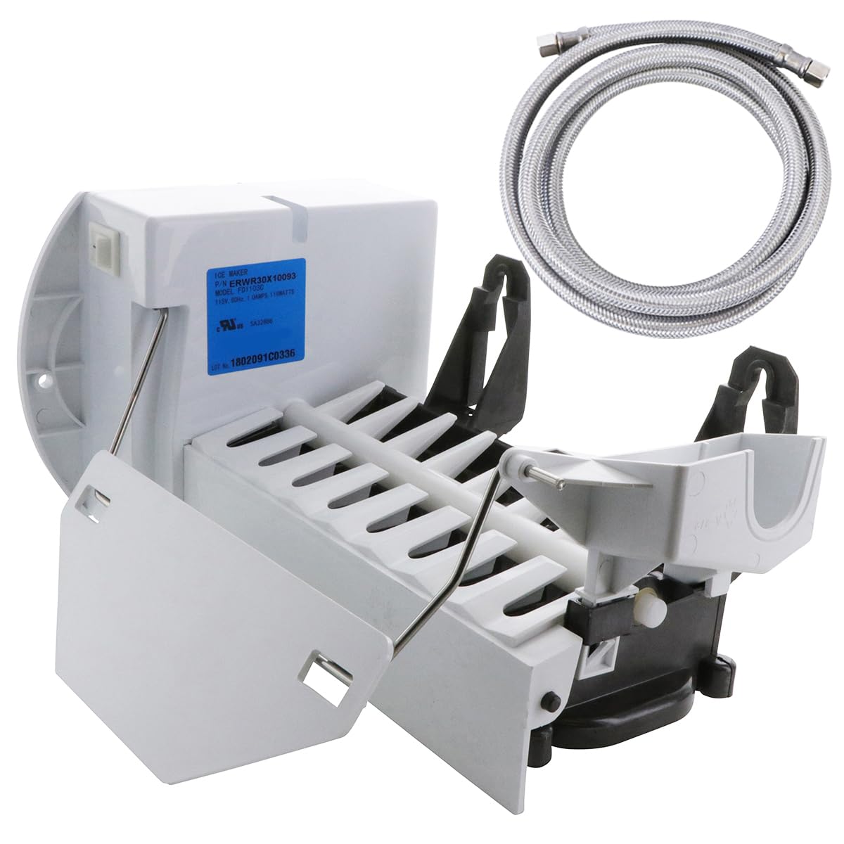 KITCHEN BASICS 101 WR30X10093 Ice Maker Kit Replacement for GE Refrigerators TFX26KRDAWW GSH25SGPCSS GSS20IEMBCC GSL& 5 Foot Universal Ice Maker Flexible Braided Stainless Steel Water Supply Hose