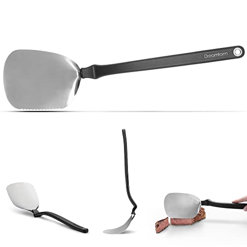 Dreamfarm BBQ Chopula | Flexible Stainless Steel Grill Spatula | BBQ Spatula With Serrated Cutting Edge | Grilling Gifts for Men | Flip, Scrape and Cut Grilling Spatula