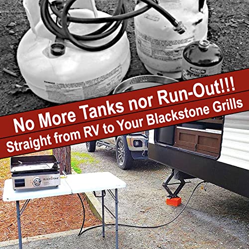 Improved Propane Quick Connect Hose, 12FT RV Propane Hose with Blackstone Propane Adapter, Quick Connect Propane Hose for Rv to Grill, Fit for Blackstone 22 Inch Griddle & 17β Blackstone Grill