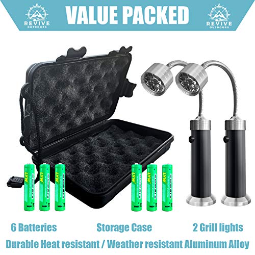 Revive Outdoors BBQ Grill Light with LED Lights & Magnetic Base - Accessory for Outdoor Cooking on Grill, Smoker, or Griddle & Grilling Gift for Men