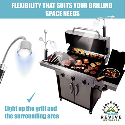 Revive Outdoors BBQ Grill Light with LED Lights & Magnetic Base - Accessory for Outdoor Cooking on Grill, Smoker, or Griddle & Grilling Gift for Men