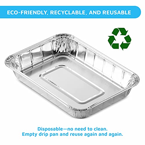 Aluminum Foil Grill Drip Pans - Bulk Pack of Durable Grill Trays β Disposable BBQ Grease Pans β Compatible with Weber Grills - Made in the USA - Also Great for Baking, Roasting & Cooking (Pack of 25)