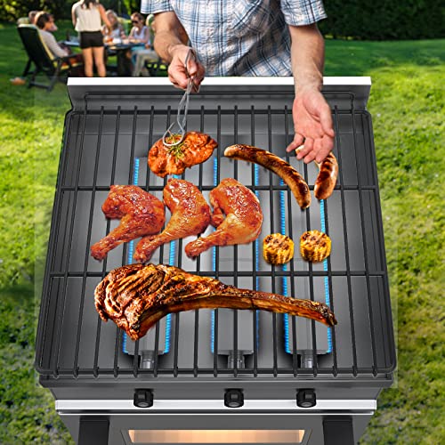 VEVOR Grill Burners, Stainless Steel BBQ Burners Replacement, 4 Packs Grill Burner Replacement, Flame Grill with 16.1" Length Barbecue Replacement Parts with Evenly Burning for Premium Gas Grills
