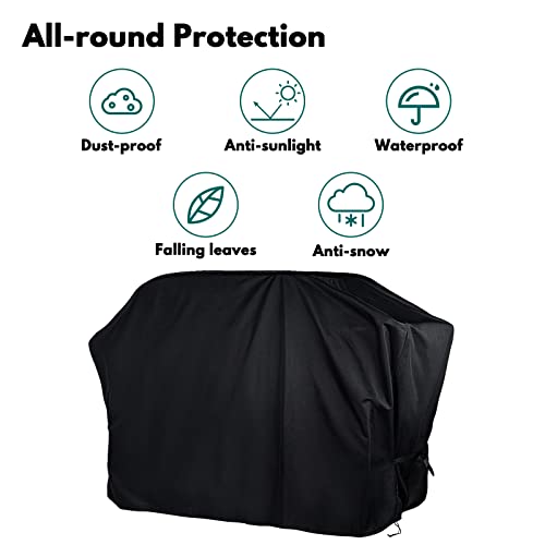 Grill Cover 52 Inch, Mutsitaz Waterproof and Fade Resistant BBQ Cover, Compatible for Weber, Char Broil, Nexgrill Grills, etc, Black