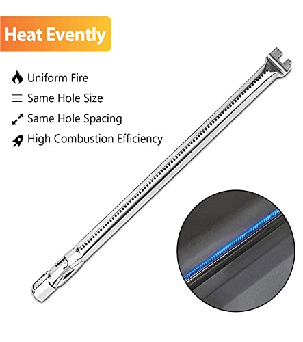 GRISUN 62752 19.5 Inch Grill Burner for Weber Genesis 300 Series 304 Stainless Steel - Genesis E310 E320 E330 S310 S320 S330 Gas Grills with Front Control (2011-2016)