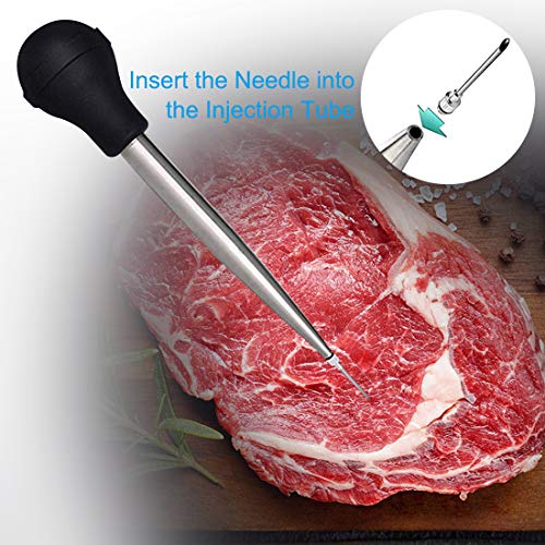 Cosumina Stainless Steel Cooking Seasoning Pump Turkey Injector Turkey Baster Commercial Grade Roast Duck Turkey Roast Cream Pump (5)