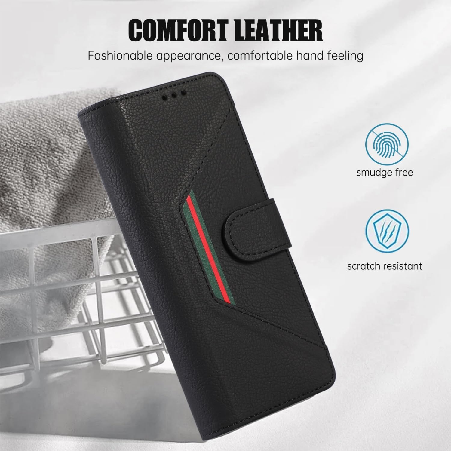 Smartphone Flip Cases Kickstand Case for Samsung Galaxy Z Fold 3 5G Case,Premium PU Leather Wallet Case with Card Holder,Magnetic Closure Shockproof Case Full Body Protection Phone Cover Case Flip Cas