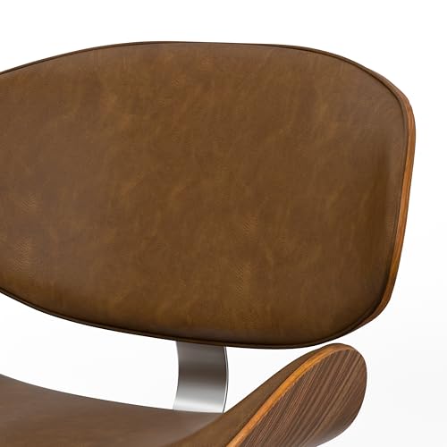 SIMPLIHOME Marana 18 Inch Wide Mid Century Modern Dining Chair in Deep Tan Vegan Faux Leather, For the Dining Room