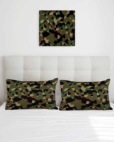 zzsunfeel Pillow Cases Linen Pillow Shams Camo Pillow Cases Set of 2 12x20 Inches Pillowcases Rectangle Cushion Covers Flax Soft Linen Pillow Covers for Couch Sofa