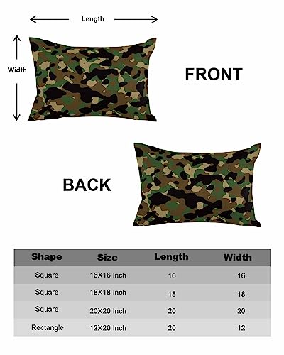 zzsunfeel Pillow Cases Linen Pillow Shams Camo Pillow Cases Set of 2 12x20 Inches Pillowcases Rectangle Cushion Covers Flax Soft Linen Pillow Covers for Couch Sofa