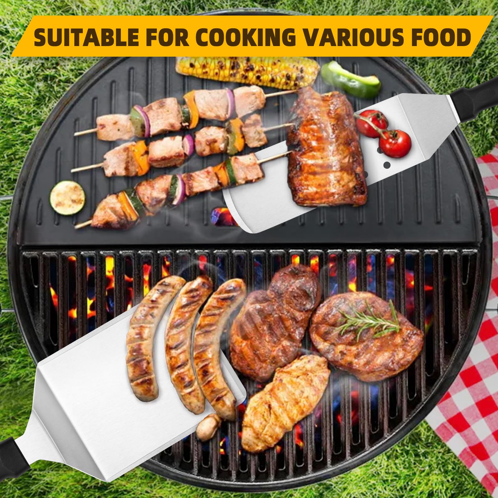 AIKWI 8PCS Griddle Accessories Tool Kit, Flat Top Grill Spatula Set for Blackstone and Camp Chef, Included Turner, Scraper, Chopper, Bottles, Carry Bag, Perfect for Outdoor BBQ, Indoor Cooking