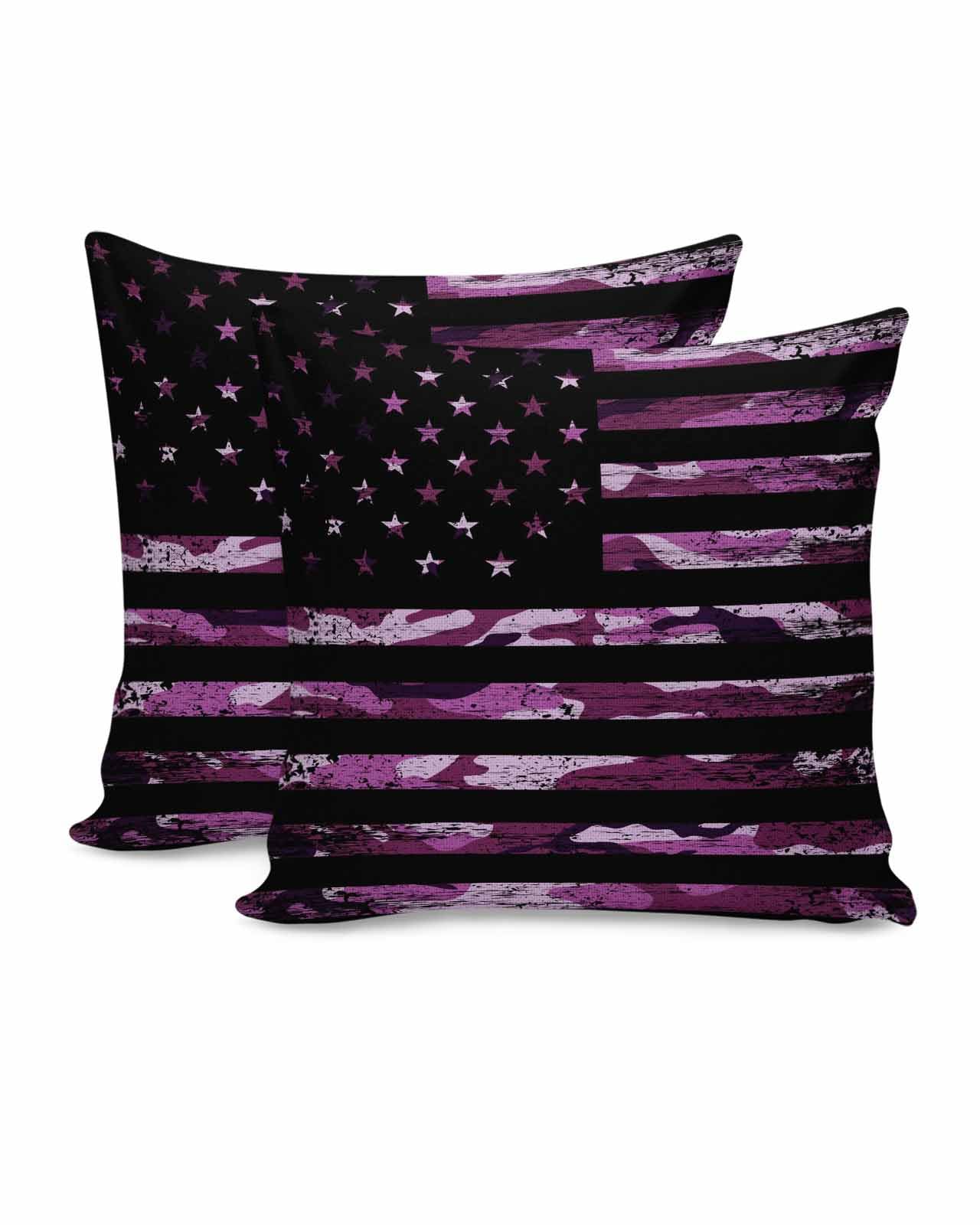 Pillow Cases Linen Pillow Shams Independence Day Camo American Flag Patriotic Pillow Cases Set of 2 16x16 Inches Pillowcases Square Cushion Covers Flax Soft Linen Pillow Covers for Couch Sofa