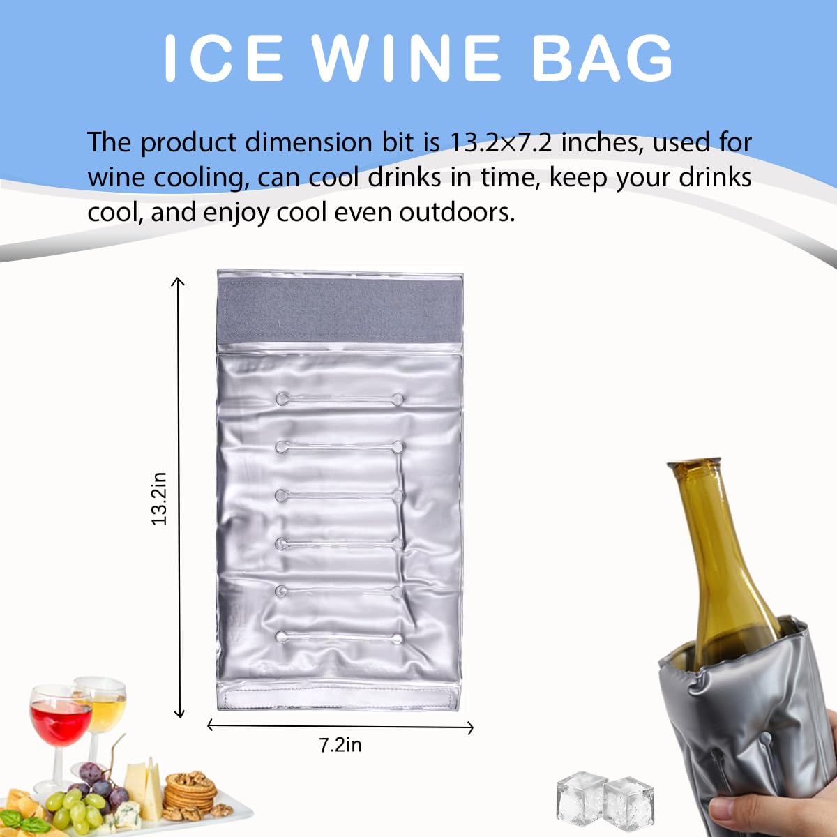 Active Wine Cooler, Freezer Sleeve, Cooler- Carrier, Quick Cooling, Cooling and Keeps Your Drink Cold Keep Cool and Chill Champagne Wine (2 Packs)