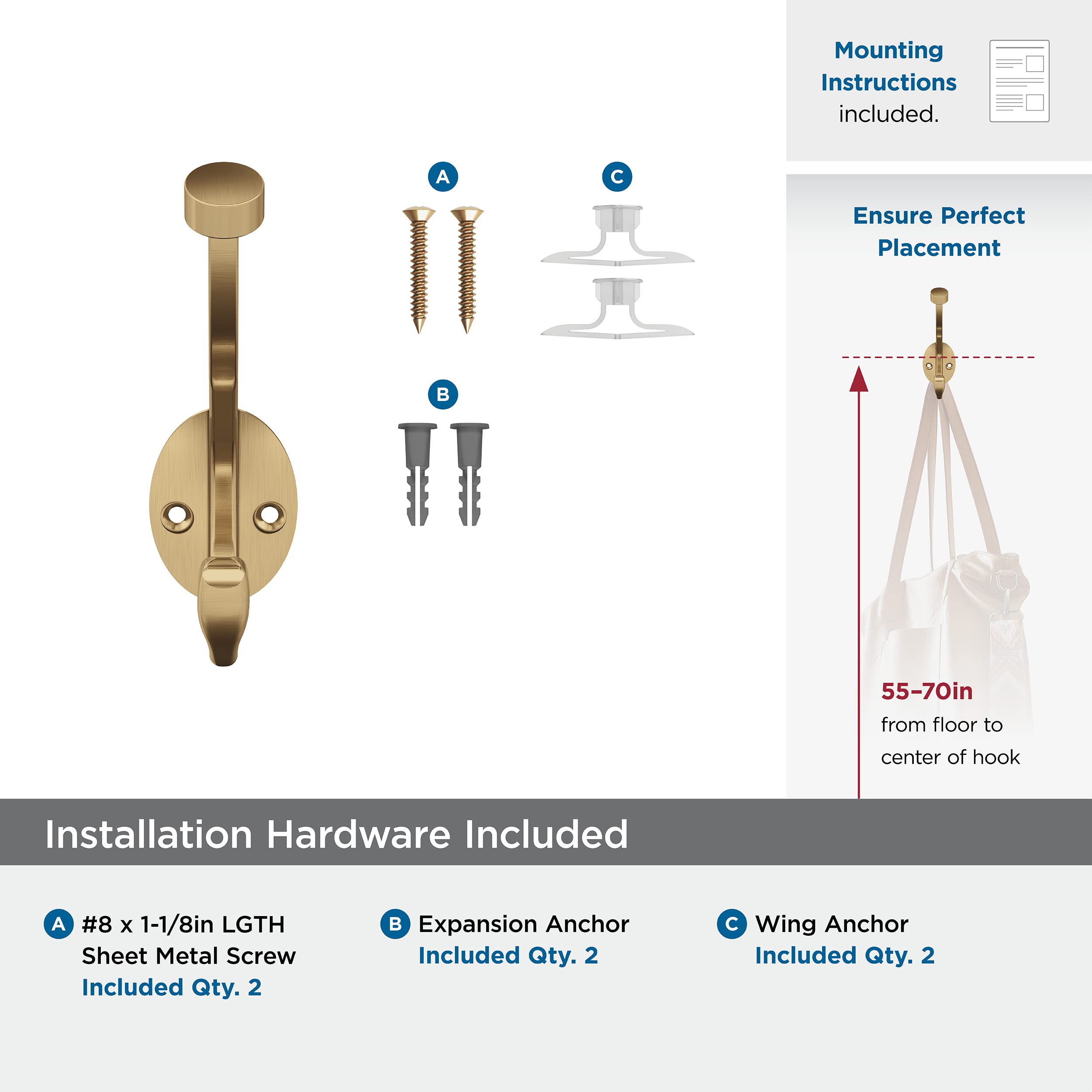 Amerock | Pilltop Coat Hook | Wall Mount | Oil Rubbed Bronze | 1 Pack | Robe Hook | Towel Hook | Entryway Hook | Bathroom Hook