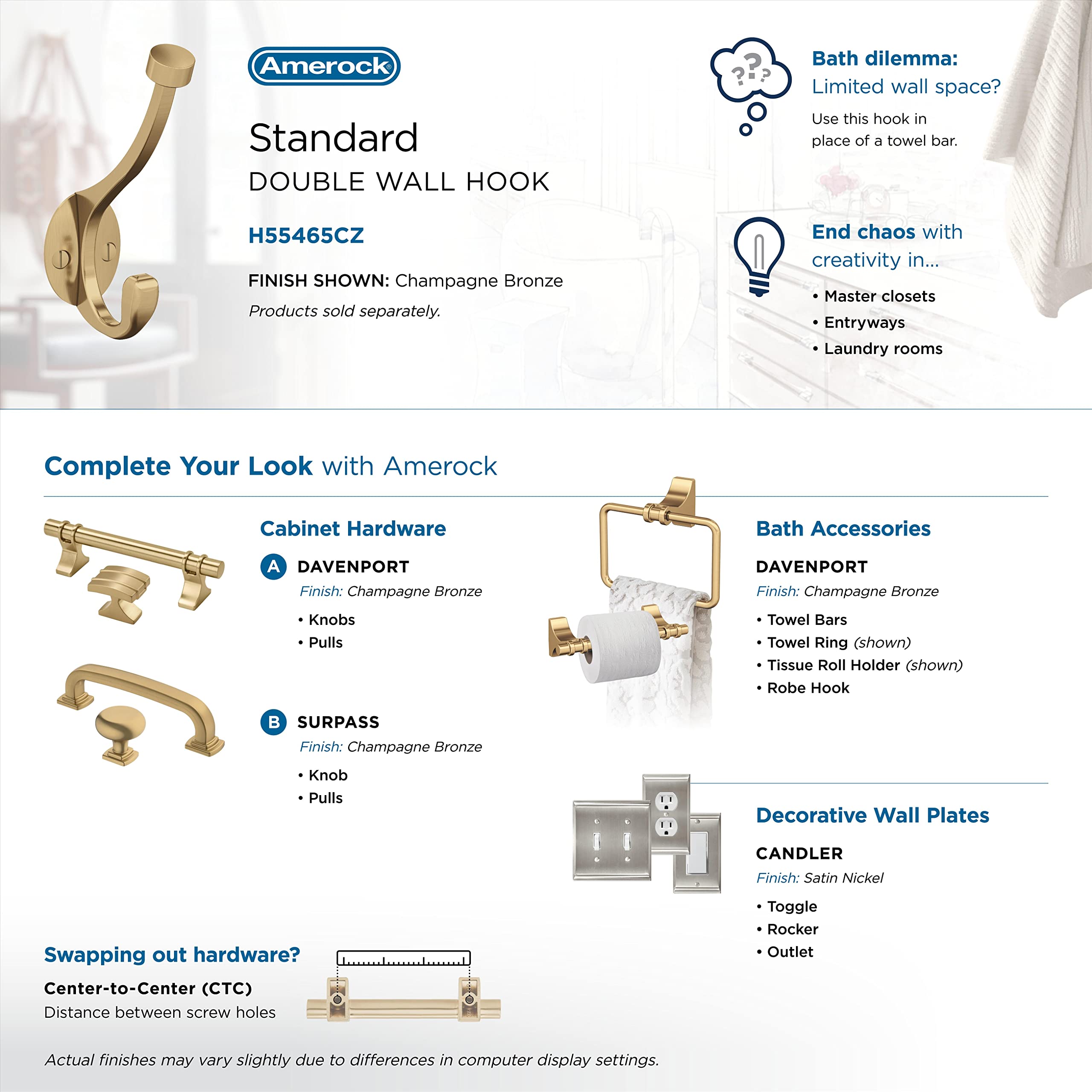 Amerock | Pilltop Coat Hook | Wall Mount | Oil Rubbed Bronze | 1 Pack | Robe Hook | Towel Hook | Entryway Hook | Bathroom Hook