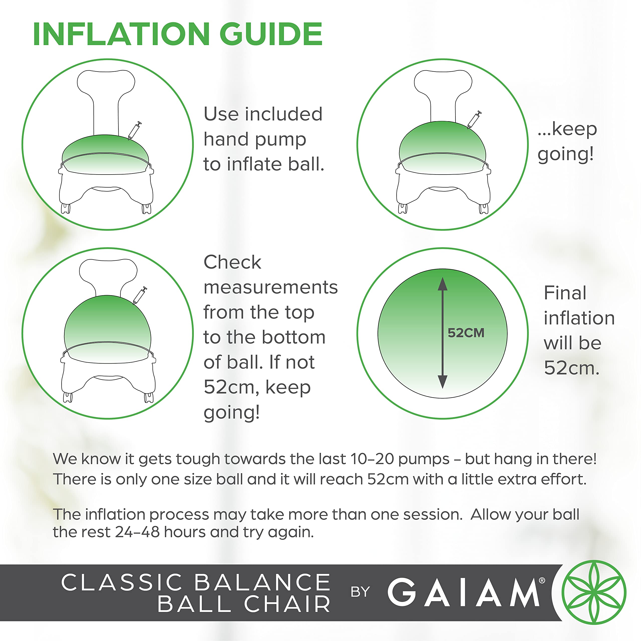 Gaiam 610-6002RTL Balance Ball Chair - Classic Yoga Ball Chair with 52cm Stability Ball, Pump & Exercise Guide for Home or Office, Black