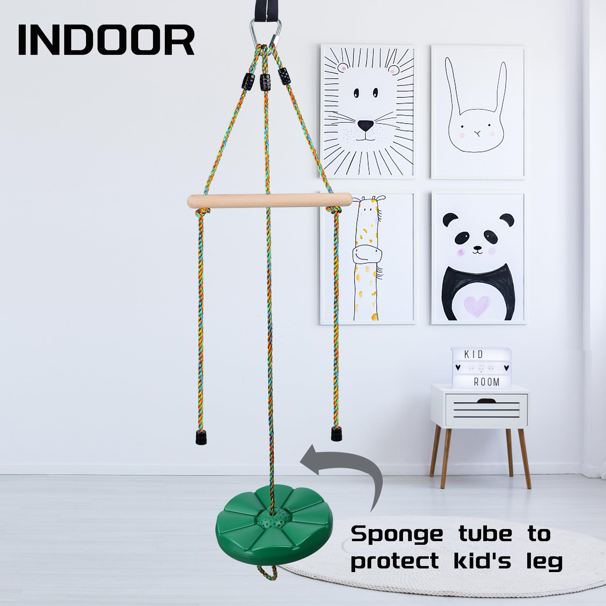 Swing for Kids Disc Swing Tree Swing Set Accessories Rope Swing Adjustable Swing Set with Monkey Bars 1 Carabiner 2 Added Hanging Straps, 3 in 1 Heavy Duty Swingset for Zipline Outdoor Backyard