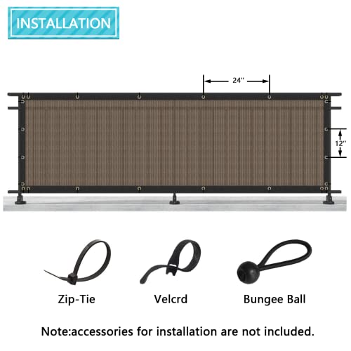 COARBOR 12'x63' Privacy Fence Screen Cover Mesh Blocker with Brass Grommets 180GSM Heavy Duty Fencing for Outdoor Back Yard Patio and Deck Backyard Garden Blocking Neighbor Brown-Customized
